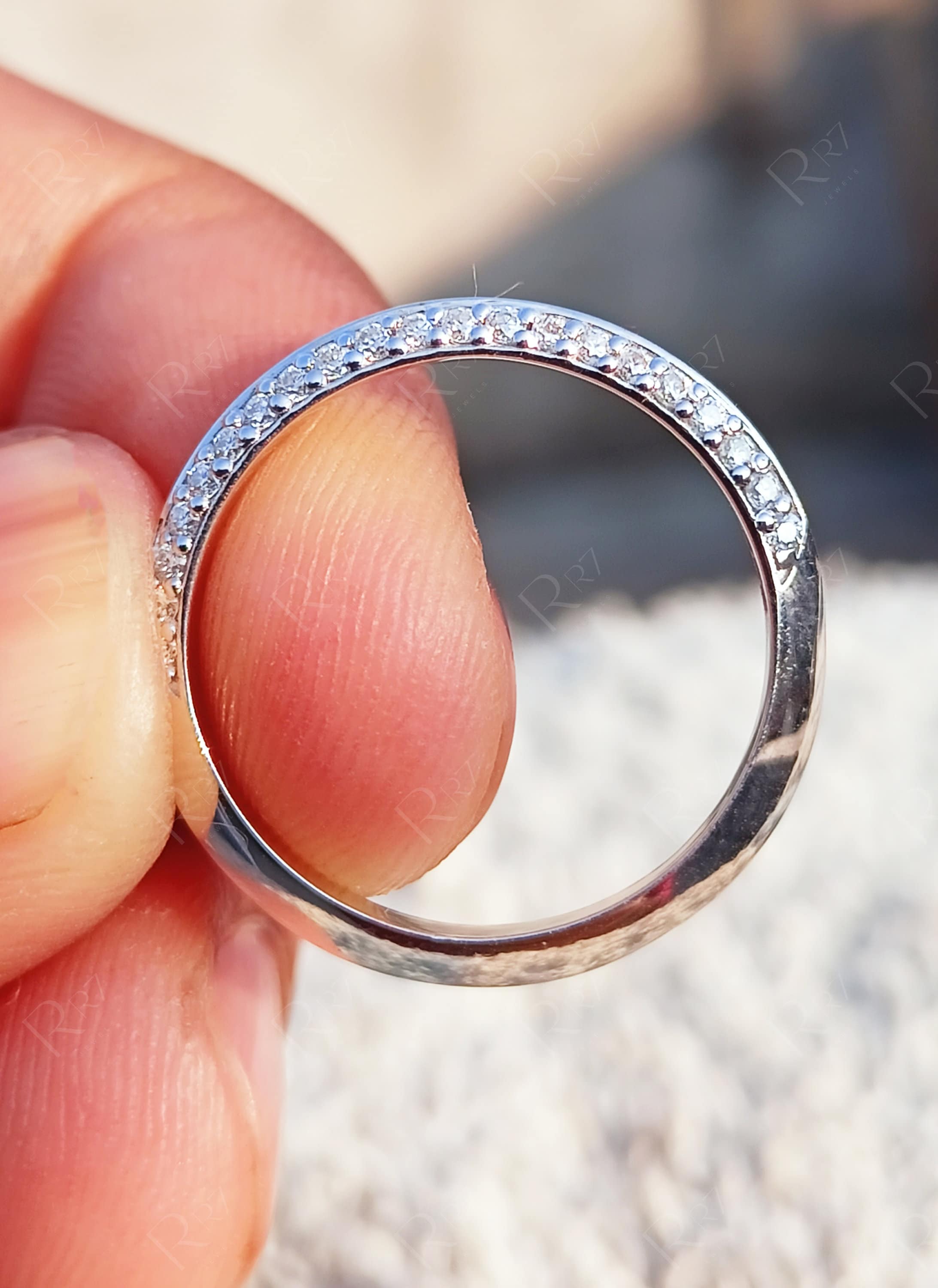 Knife Edge Wedding Bands Women, Half Eternity Stackable Rings ...