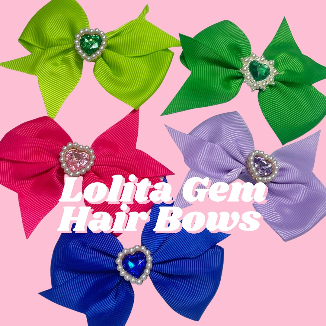 Kawaii Elegant Lolita Hair Bows, Pastel Colors With Shiny Gems in the ...