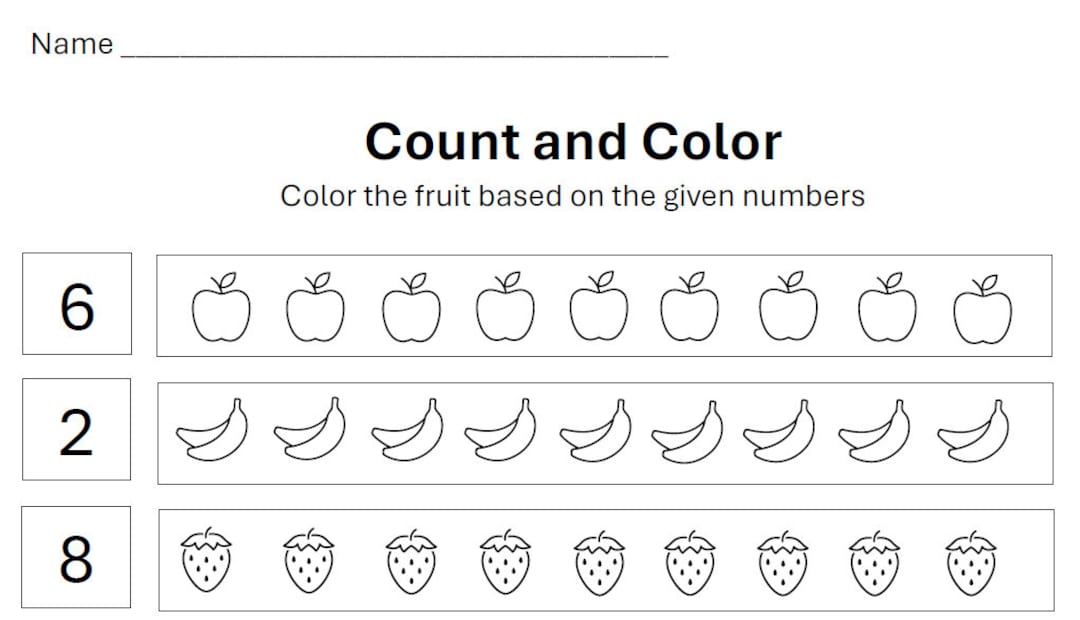 Count and Color the Picture - Etsy