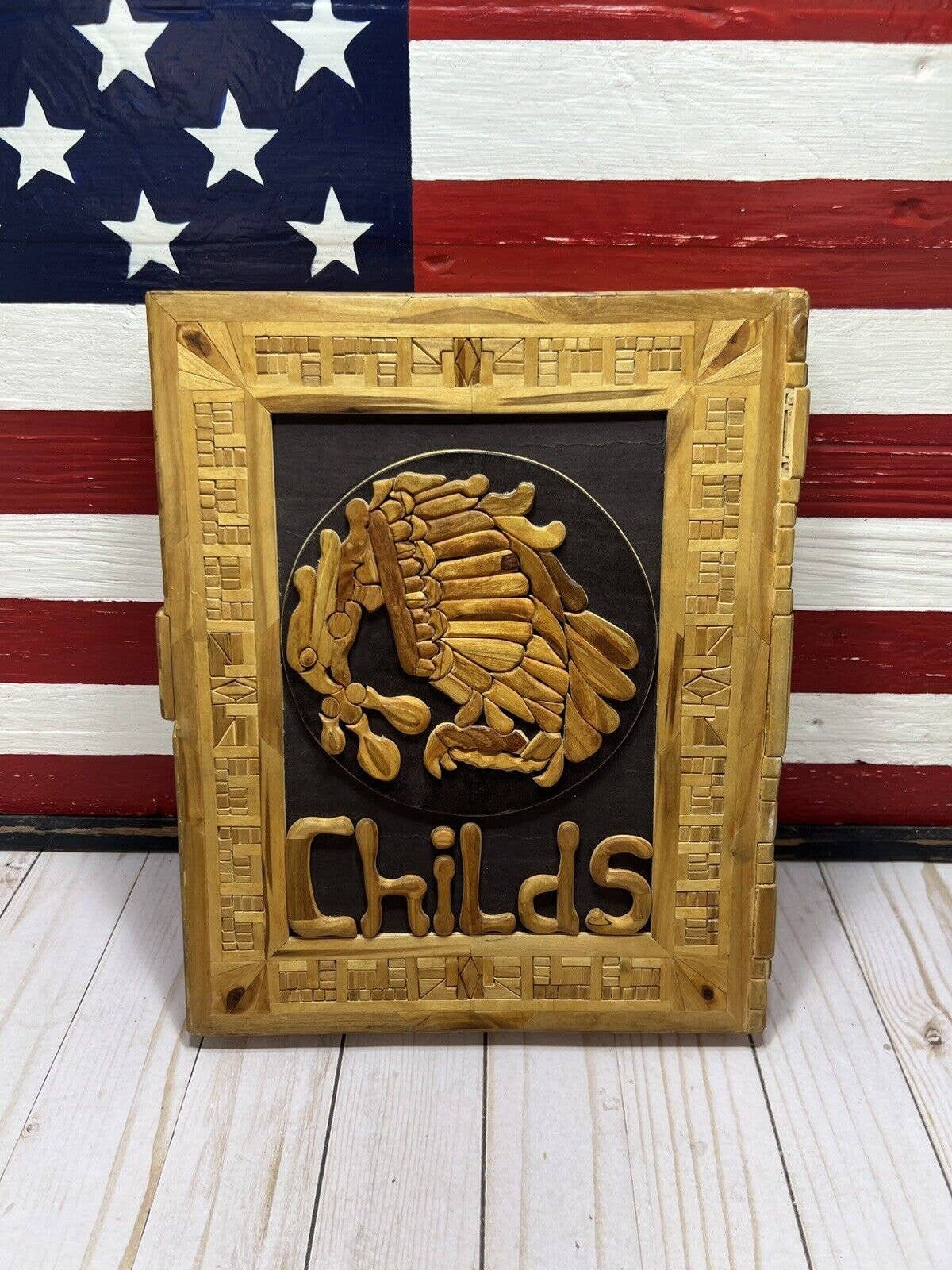 Mexican Wooden Inlay Carved Wall Art Handmade Aztec Aztlan - Etsy