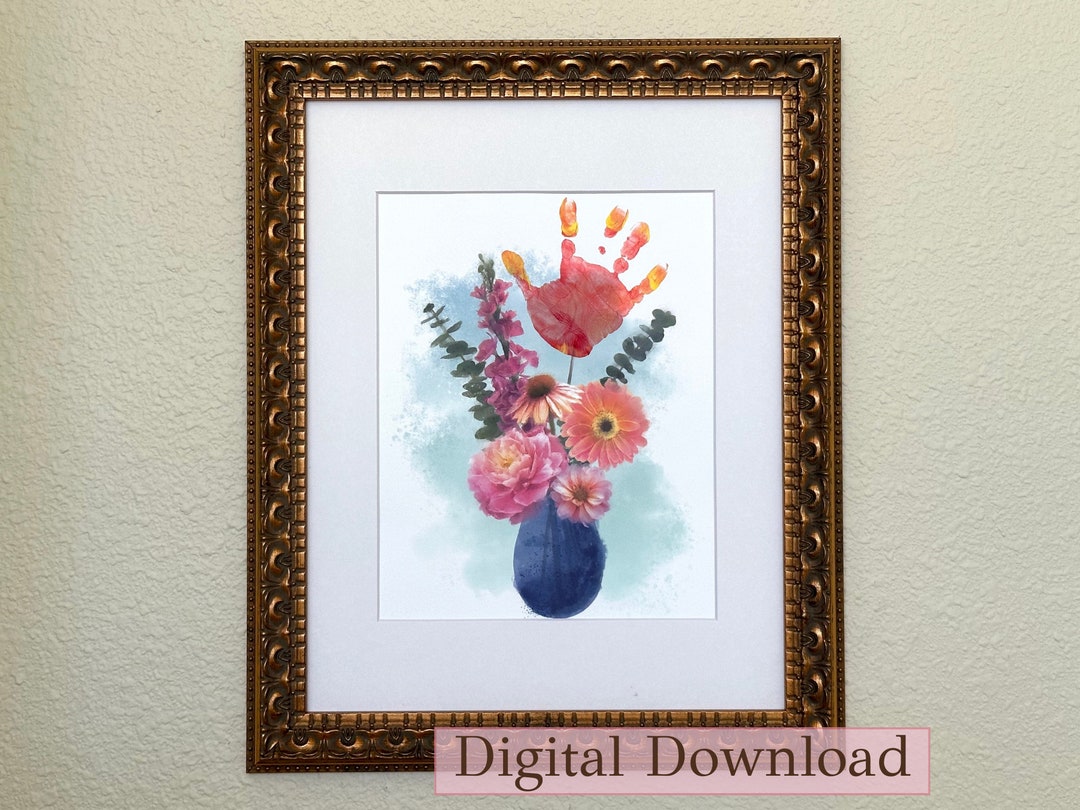 Vase of Watercolor Flowers | Handprint Craft | Baby Toddler Gift ...
