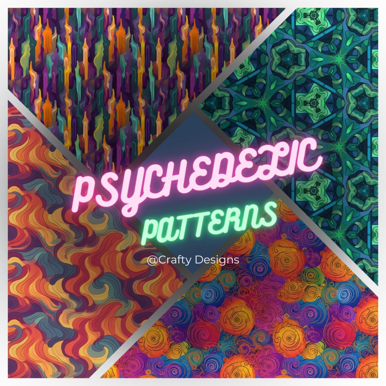 Psychedelic Tile Patterns (4 Pack) Digital Download - Etsy