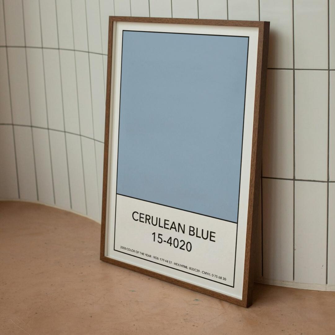 CERULEAN BLUE Color of the Year Edition Minimalist Wall Art Decor ...