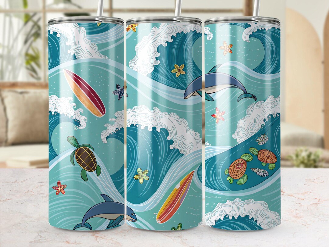 Ocean Tumbler Wrap, 20oz Skinny Tumbler PNG, Sea Life Sublimation ...