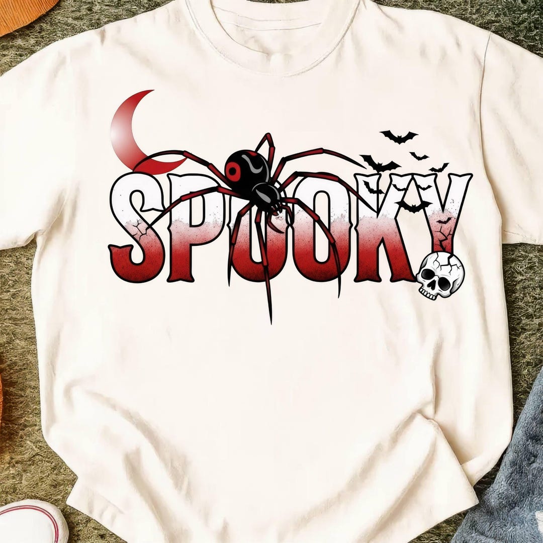Spooky Spider and Skull Halloween Design, Edgy Horror Graphic for a ...