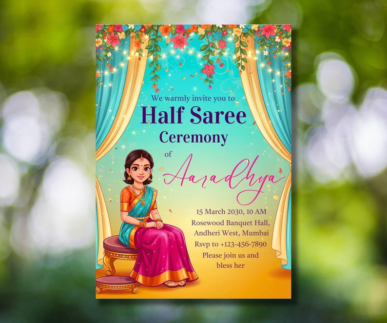 Half Saree Invitation,langa Voni Puberty Function South Indian Puberty ...