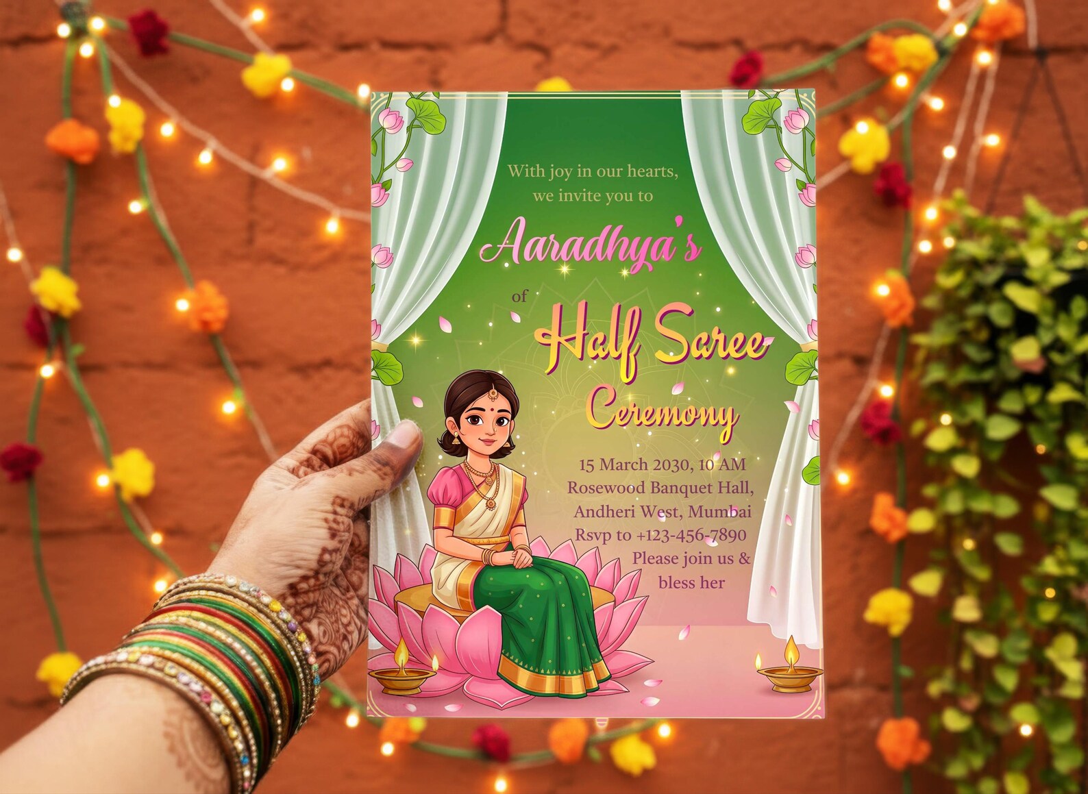 Half Saree Invitation,langa Voni Puberty Function South Indian Puberty ...