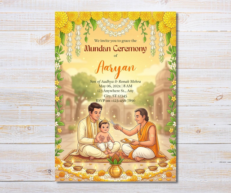 Mundan Ceremony Invitation | Mundan Sanskar Invite | Hindu Baby Boy ...