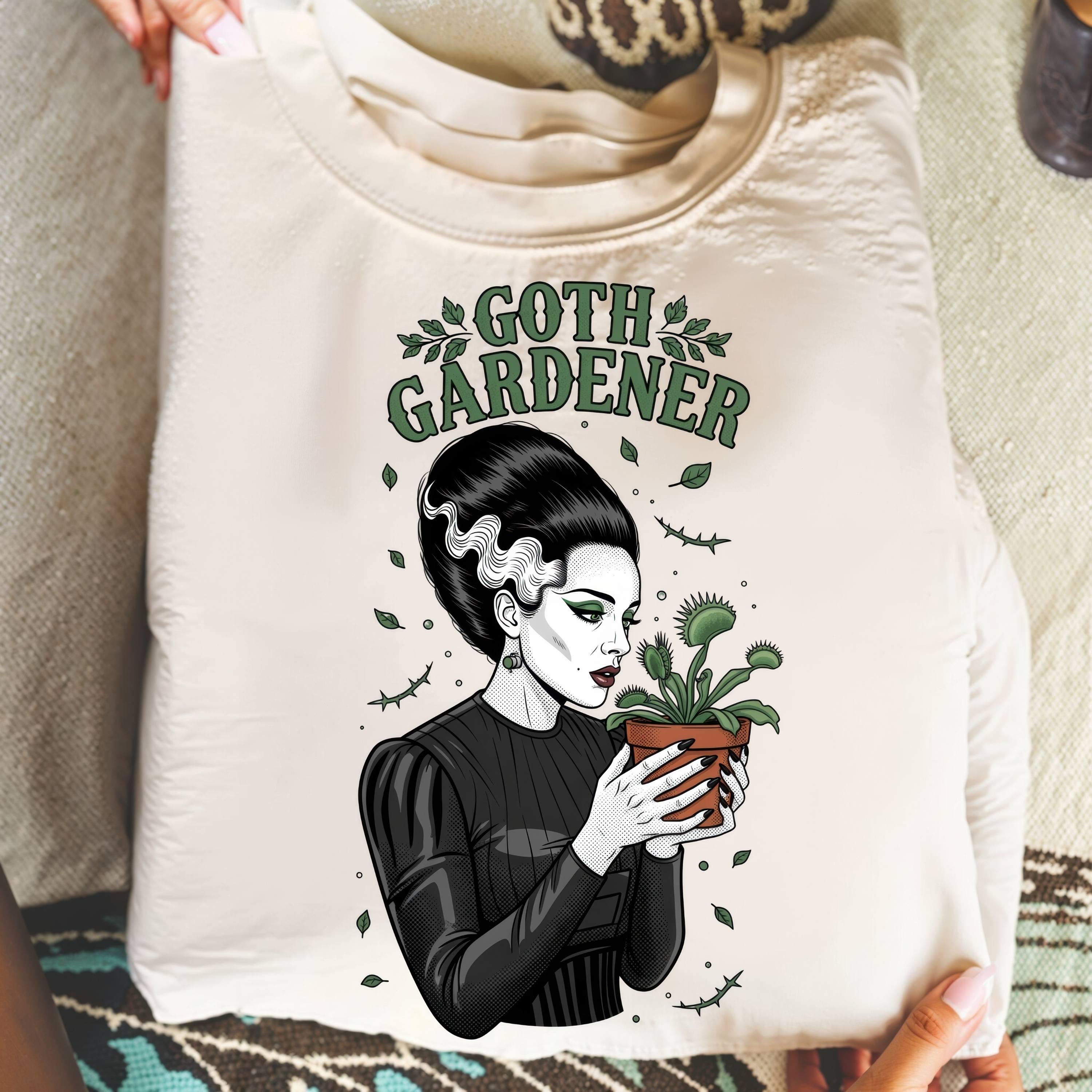 Goth Gardener PNG, Spooky Plant Mom Png, Bride of Frankenstein Shirt ...