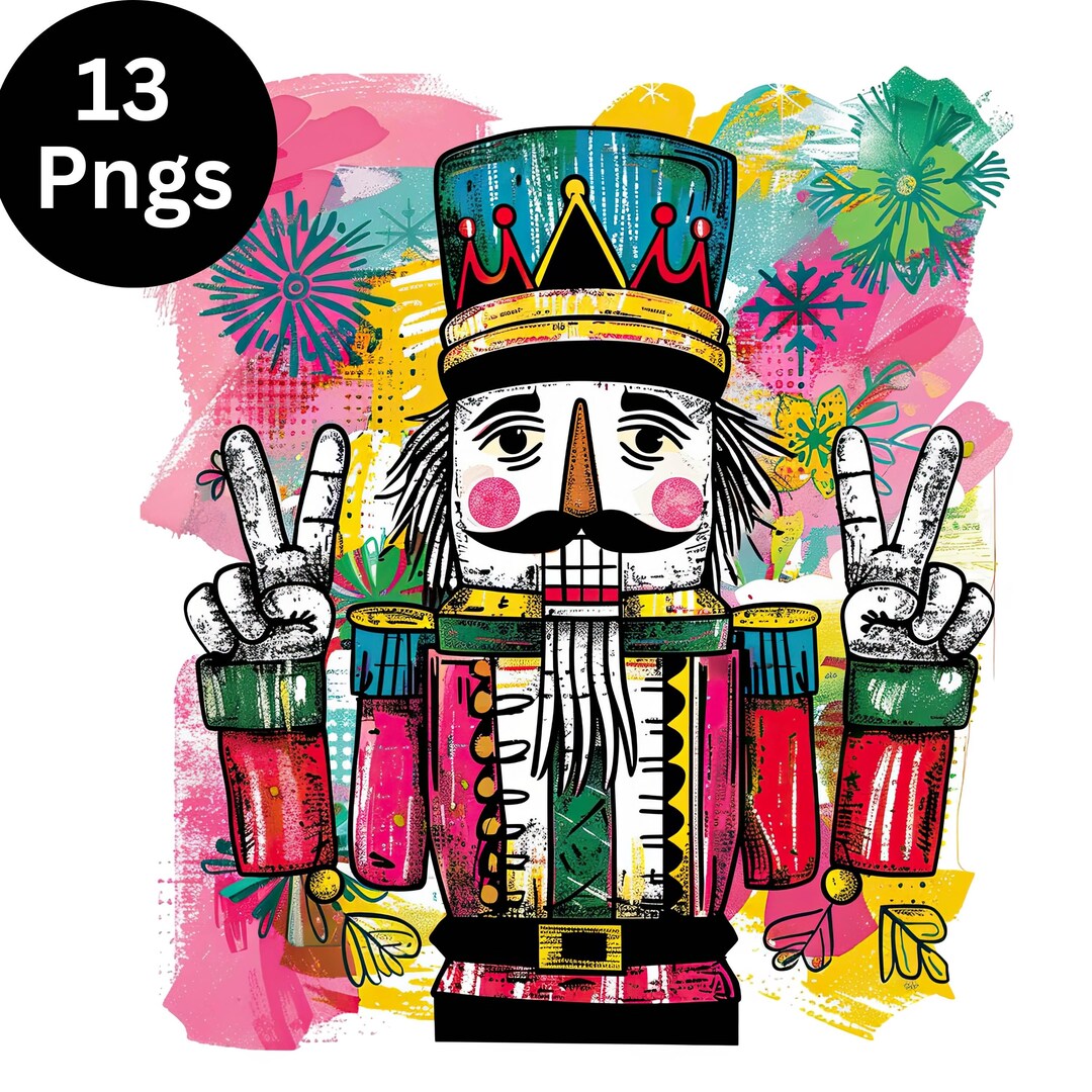 Colorful Nutcracker PNG Bundle, Abstract Watercolor Christmas Clipart ...