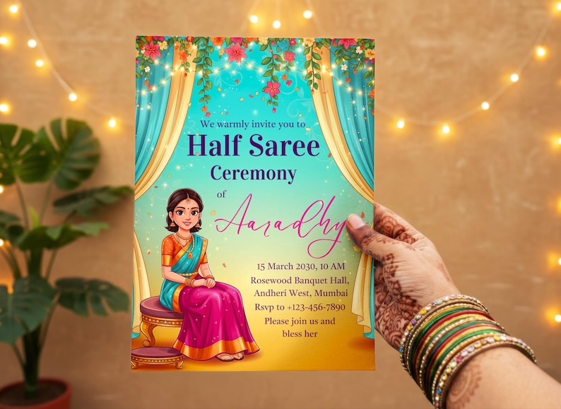 Half Saree Invitation,langa Voni Puberty Function South Indian Puberty ...