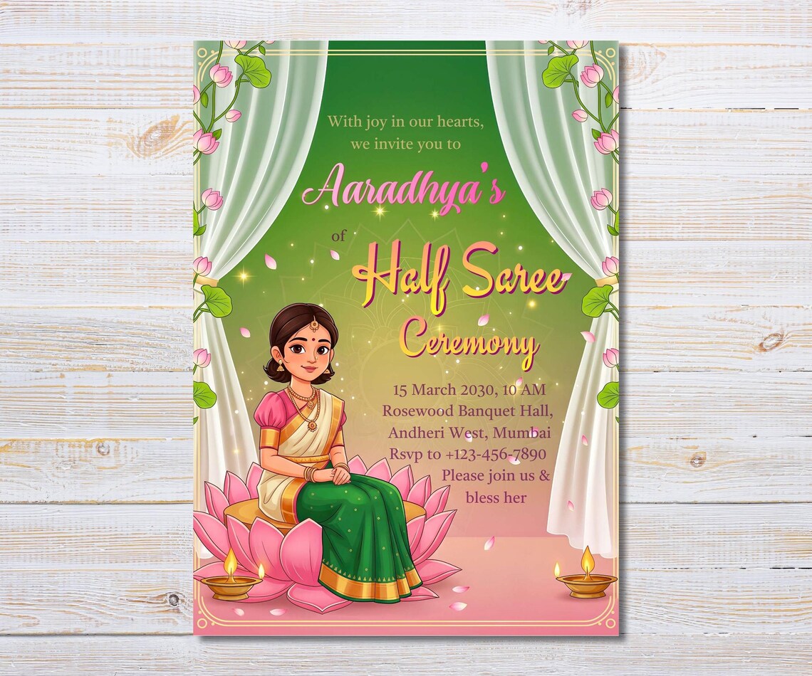 Half Saree Invitation,langa Voni Puberty Function South Indian Puberty ...