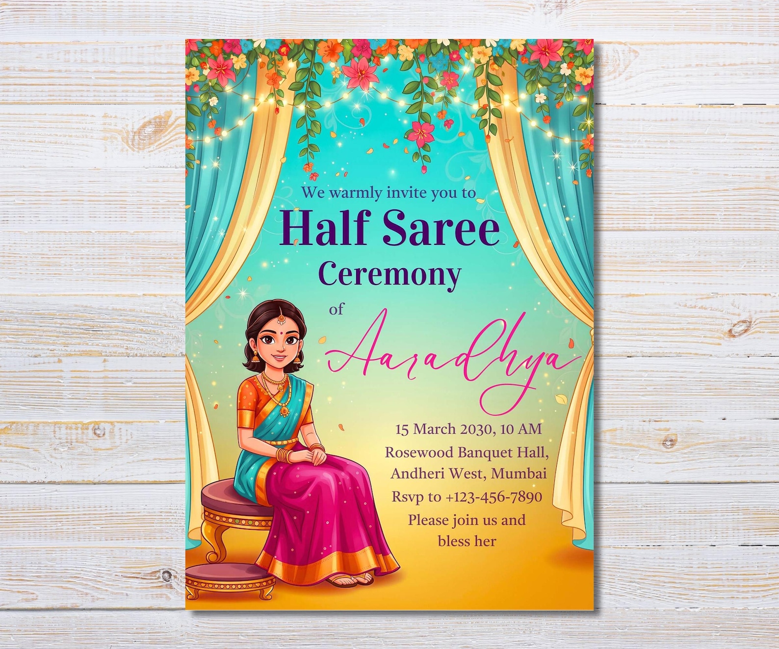 Half Saree Invitation,langa Voni Puberty Function South Indian Puberty ...