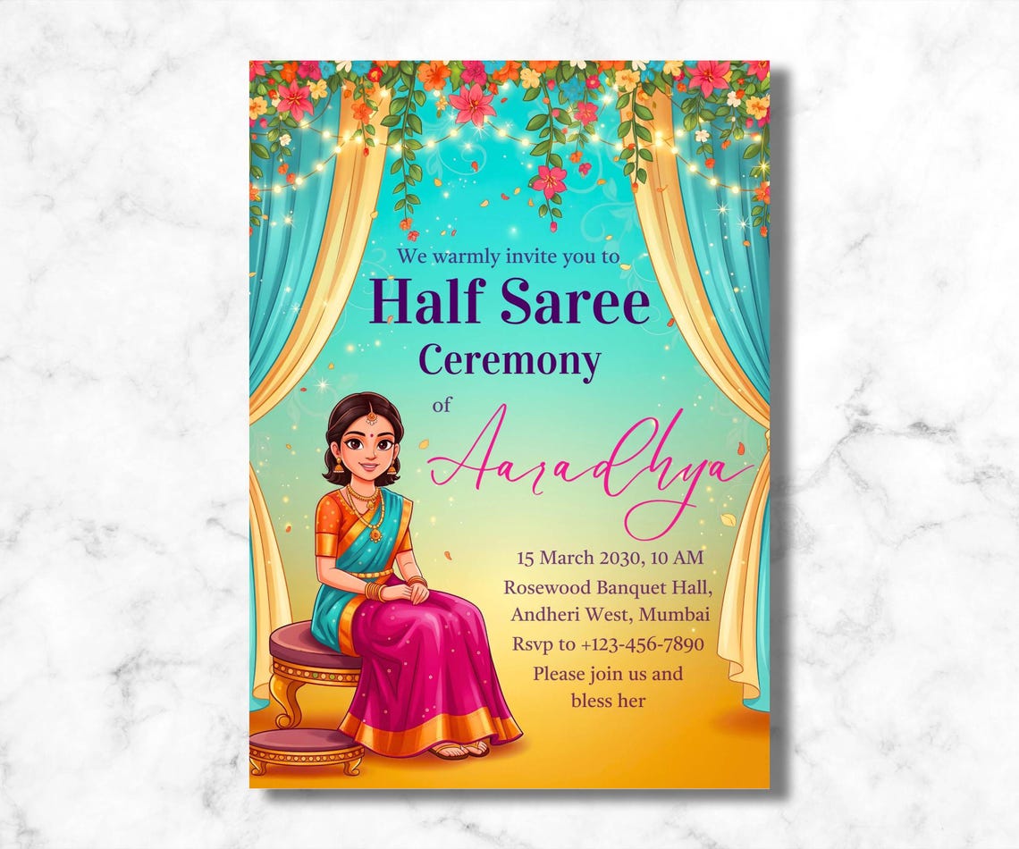Half Saree Invitation,langa Voni Puberty Function South Indian Puberty ...