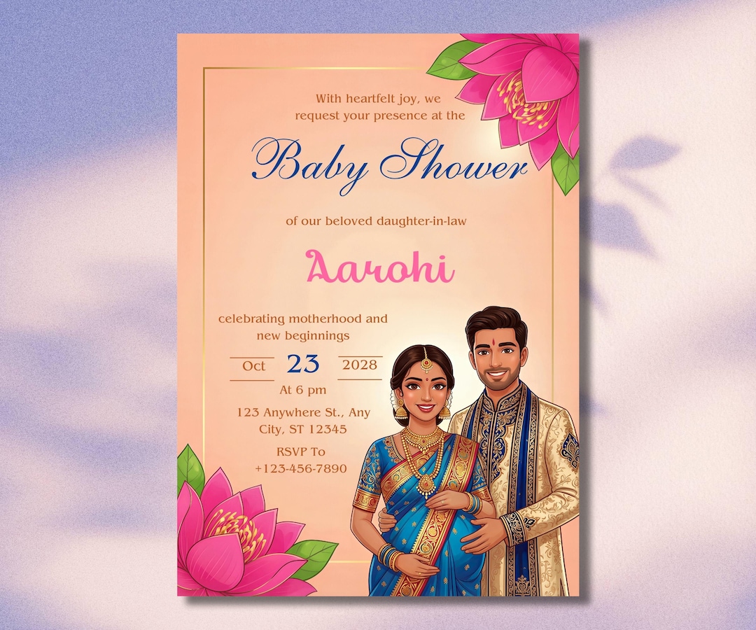Editable Indian Baby Shower Invitation, Floral Theme, Seemantham ...