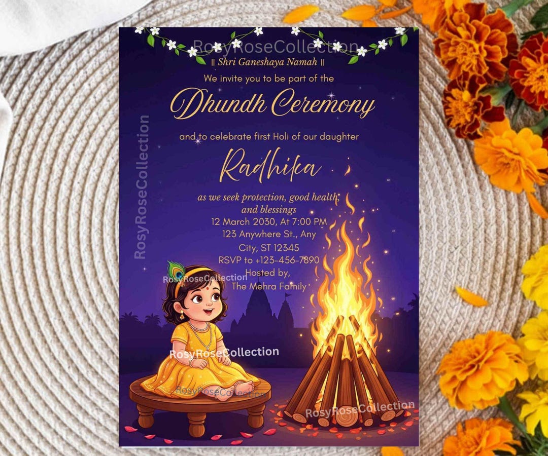 Dhundh Ceremony Invitation | First Holi Ceremony Invite | Child Dhund ...