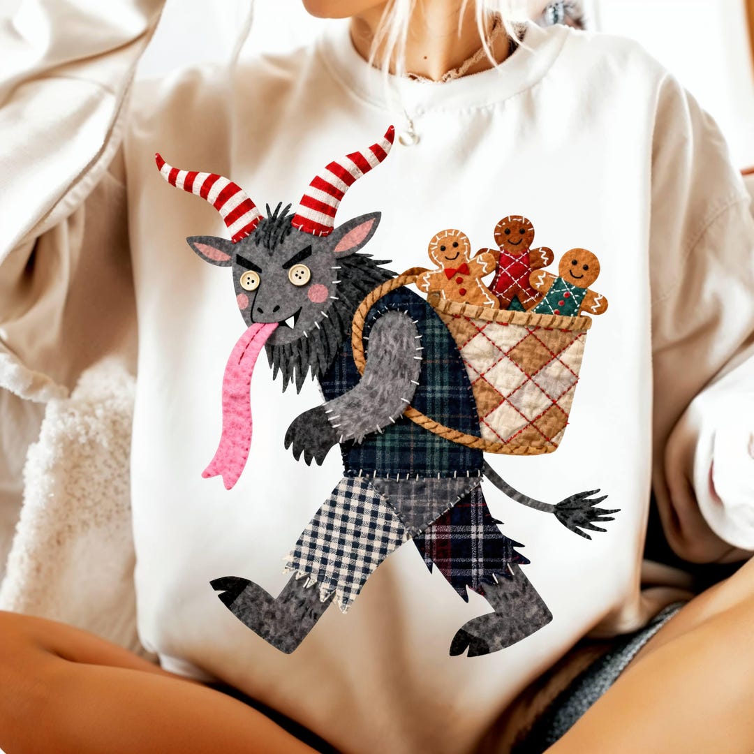 Funny Krampus Christmas PNG With Gingerbread Men, Spooky Holiday Design ...