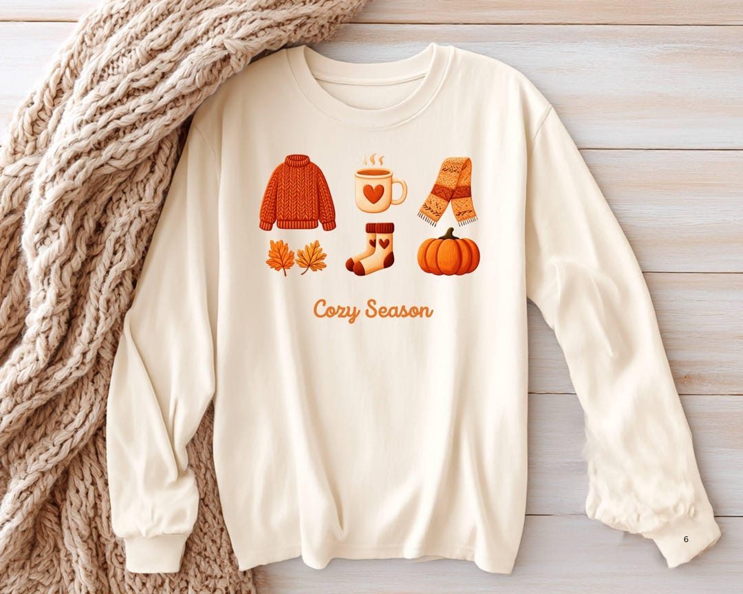 Cozy Season Autumn Fall Thanksgiving Png Design T-shirt Sweater Weather ...