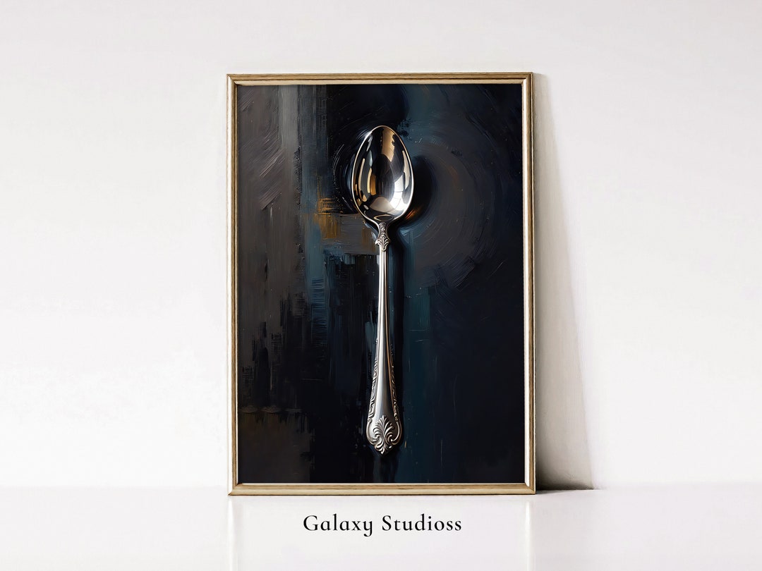 Minimal Spoon Painting Print Kitchen Utensil Still Life Art Contrasty ...