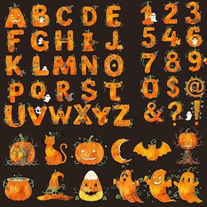 Halloween Pumpkin Alphabet PNG, Spooky Doodle Letters, Cute Halloween ...