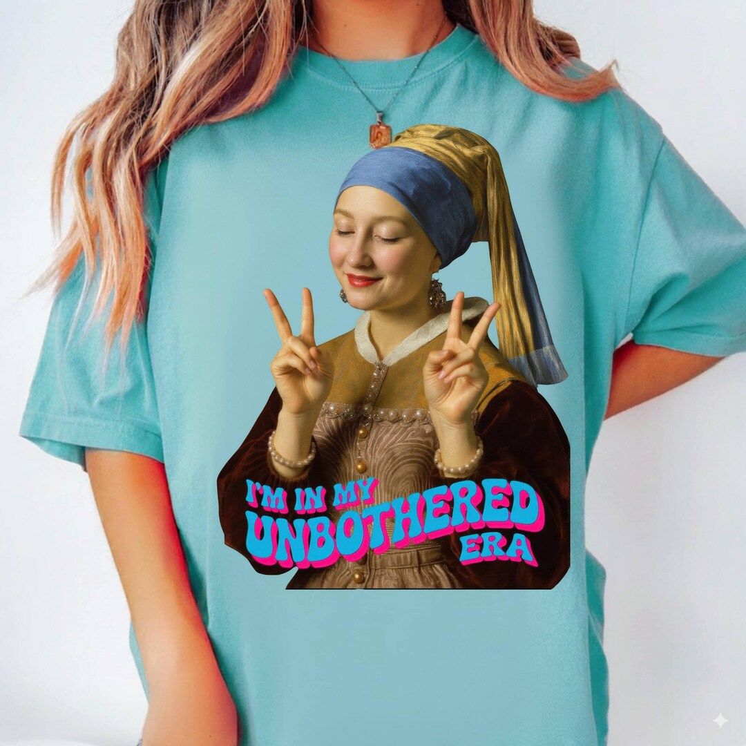 Unbothered Era Funny Classical Art Meme Png, Altered Girl With a Pearl ...