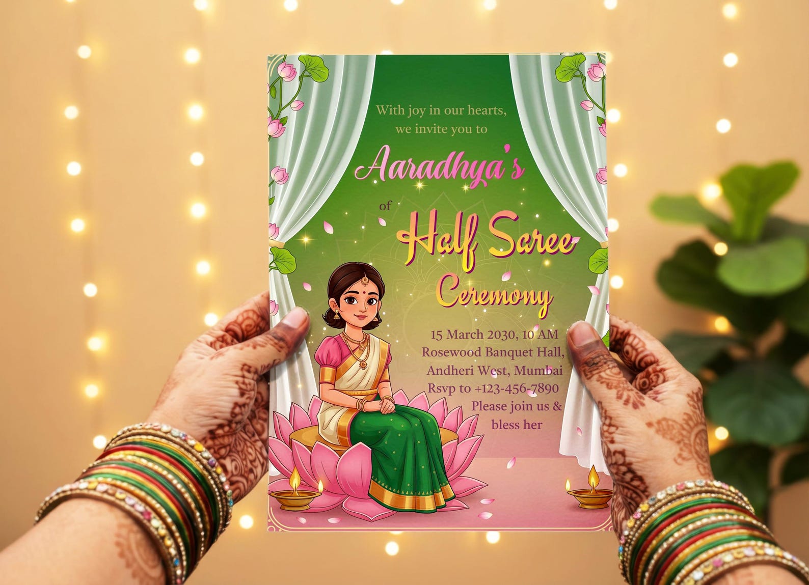 Half Saree Invitation,langa Voni Puberty Function South Indian Puberty ...