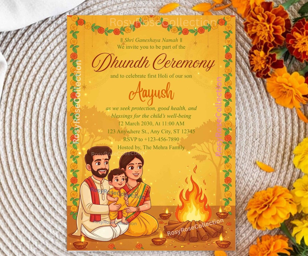 Dhundh Ceremony Invitation | First Holi Ceremony Invite | Child Dhund ...