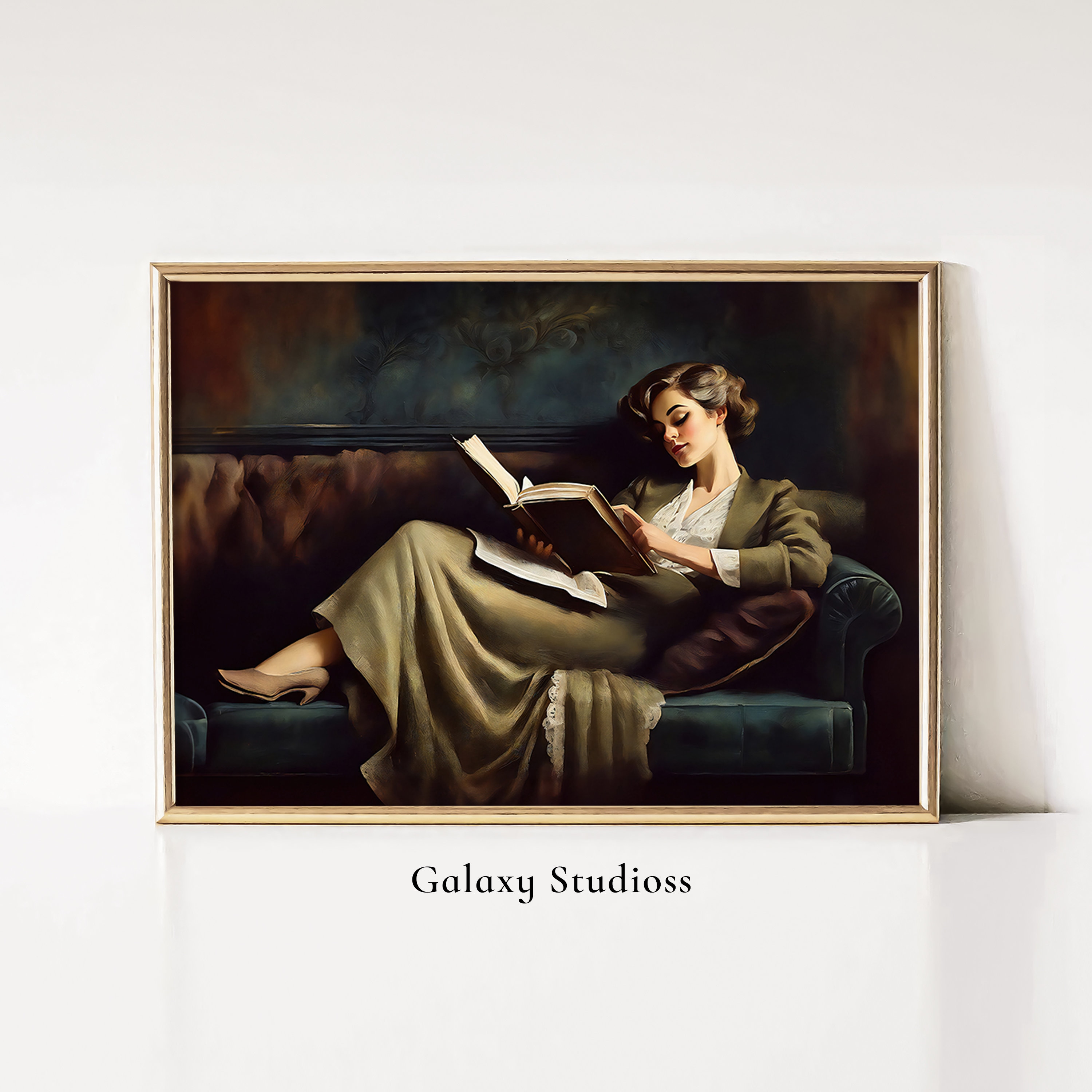 Woman Reading Book Portrait Wall Art | Vintage Painting of Woman ...