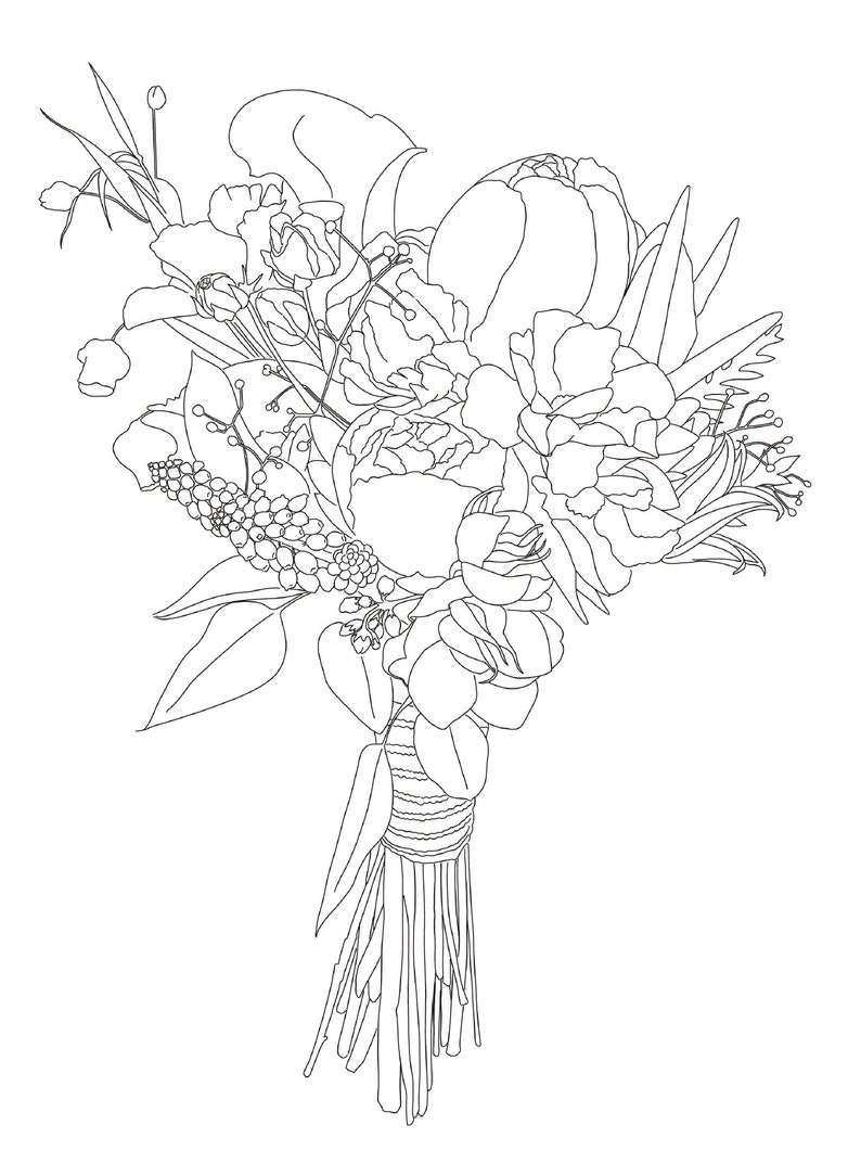 10 Floral Arrangement Coloring Pages for Adults, Printable Coloring ...
