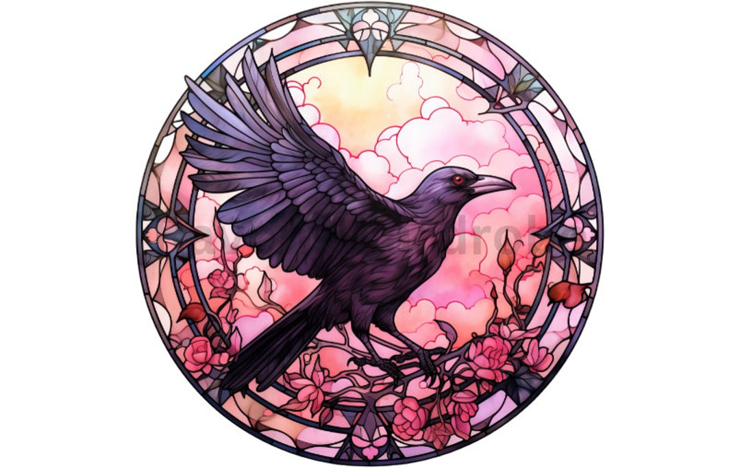 Raven Stained Glass PNG Digital File - Etsy