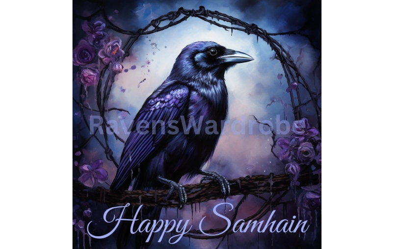 Happy Samhain Raven PNG Digital File - Etsy
