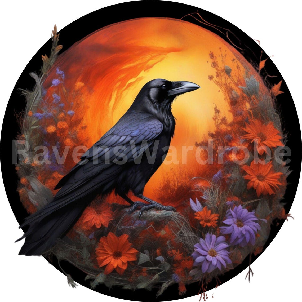 Raven Flowers PNG - Etsy