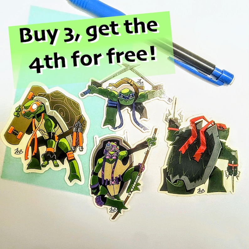 Donatello Teenage Mutant Ninja Turtle (TMNT) Sticker, Buy 3, Get 1 Free ...