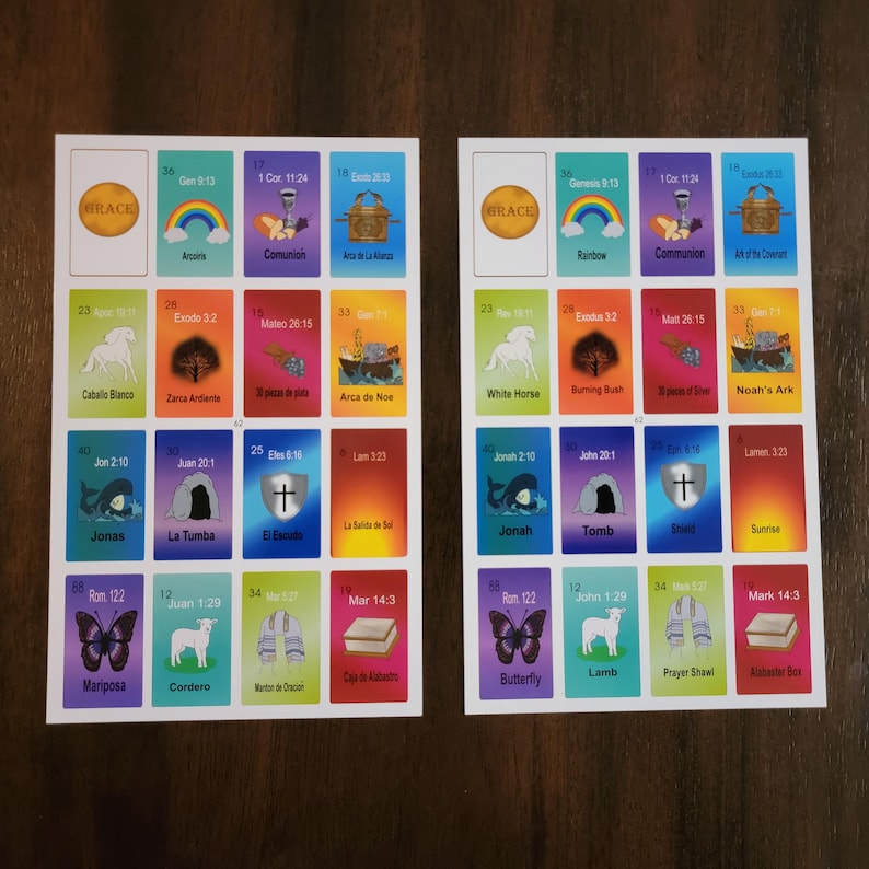 Bible Loteria Game Large Pack 20 Player Boards and Deck of Cards ...