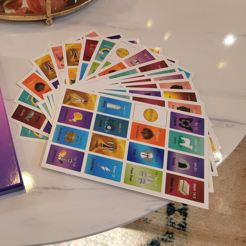 Bible Loteria Game Large Pack 20 Player Boards and Deck of Cards ...