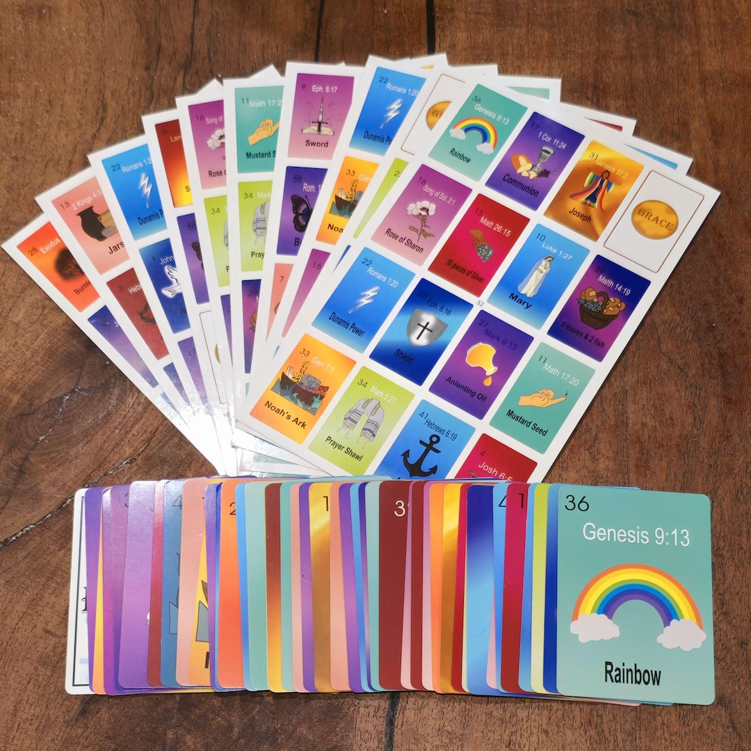 Bible Loteria Game Large Pack 20 Player Boards and Deck of Cards ...