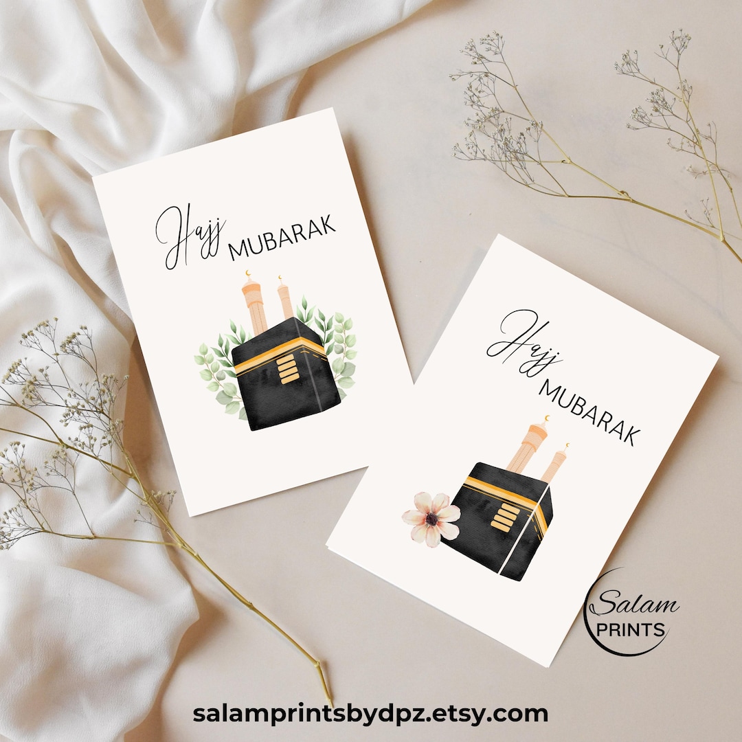 Hajj Mubarak Card Set of 6, Kaaba Mecca Islamic Greeting Card DIY ...