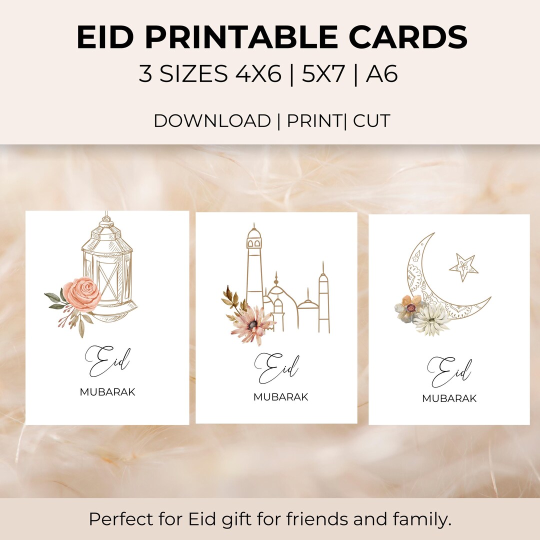 Eid Mubarak Cards Set of 6 : Islamic Greeting Cards, Ramadan Eid ...