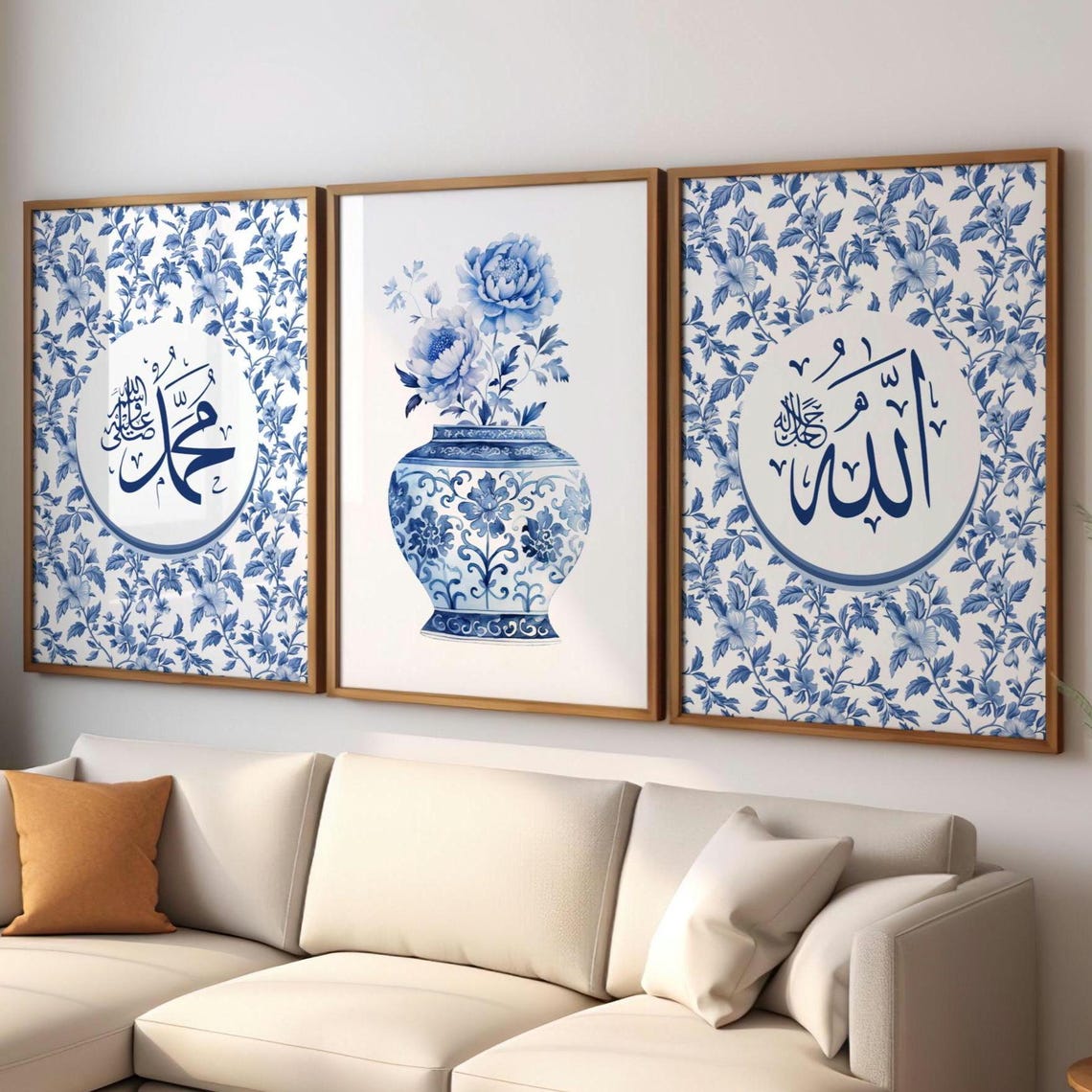 Islamic Wall Art Set of 3 Printable Muslim Triptych Poster Print Allah ...