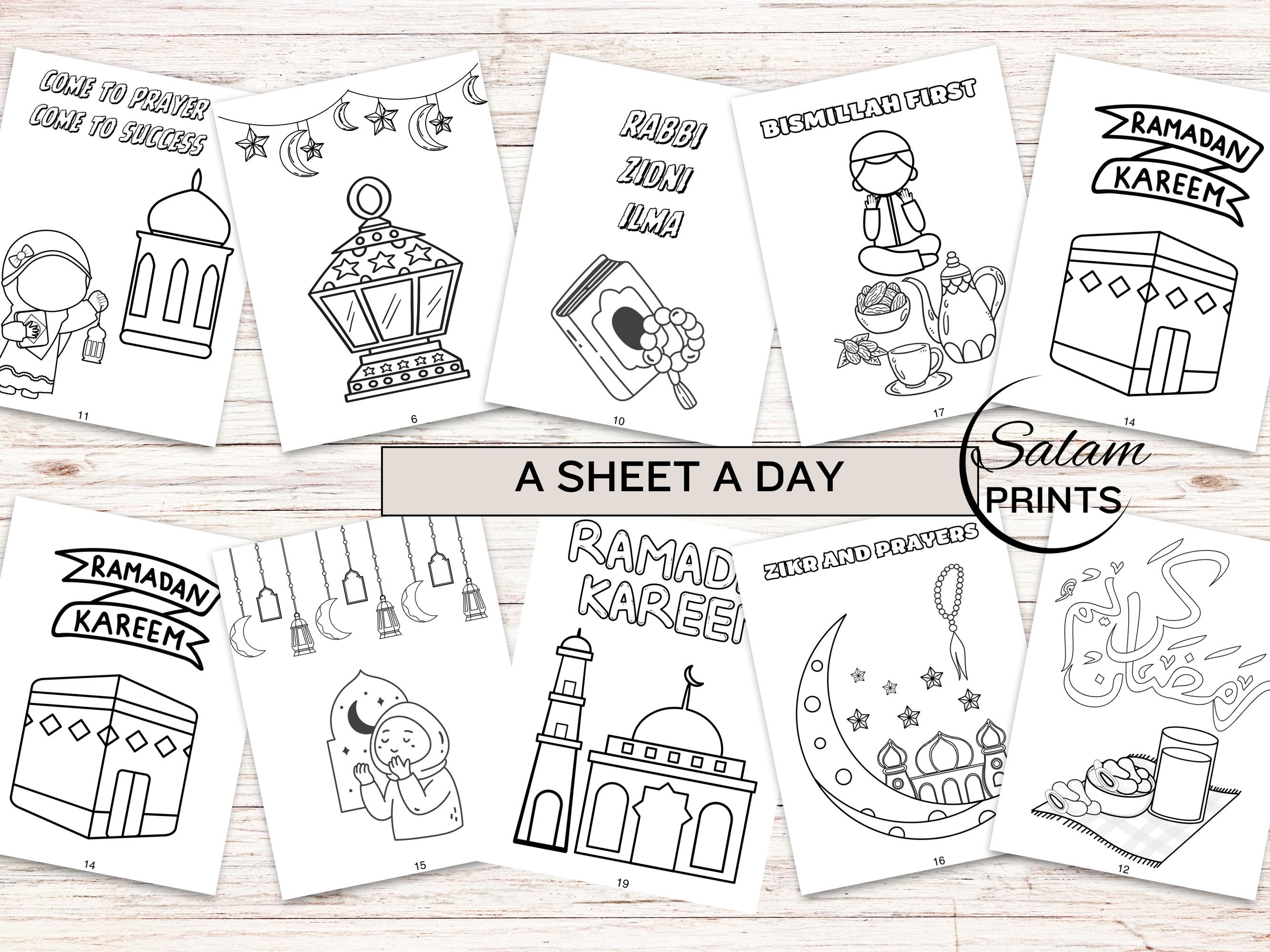 30 Printable Ramadan Activity Sheets for Kids |eid Mubarak DIY Coloring ...