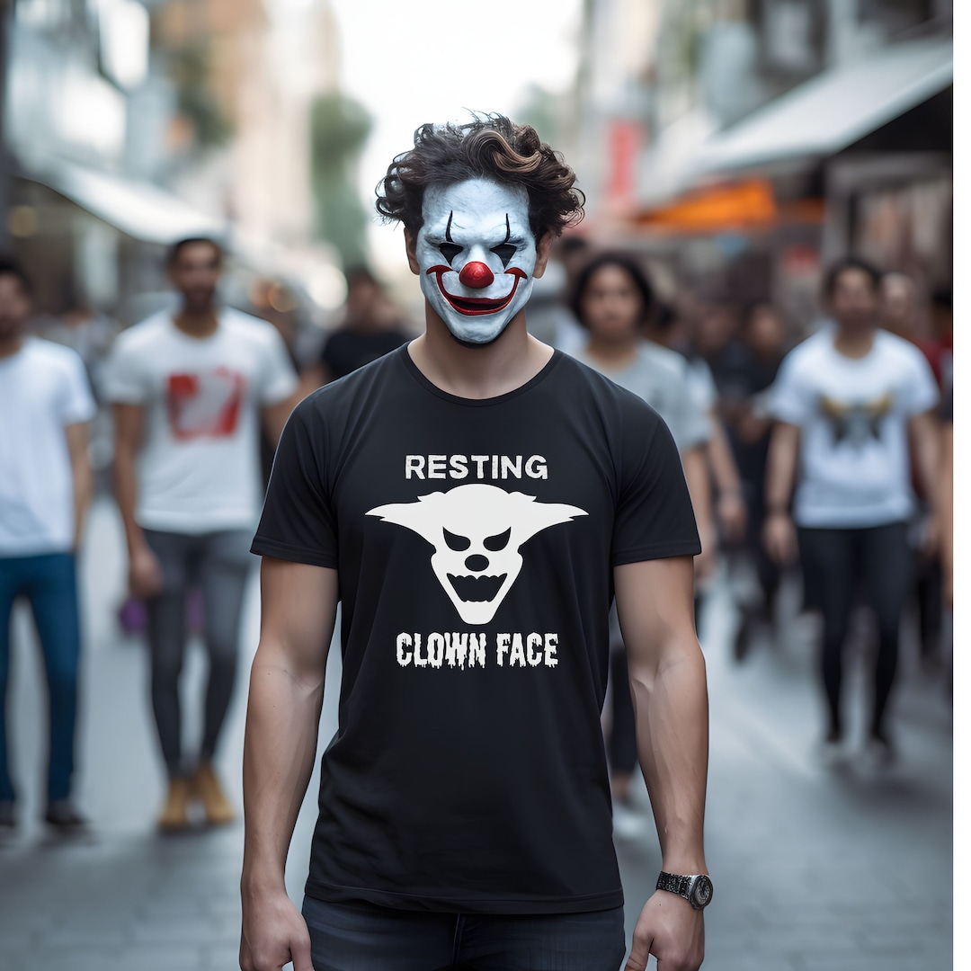 Resting Clown Face, Scary Clown T-shirt, Scary Clown Halloween T-shirt ...