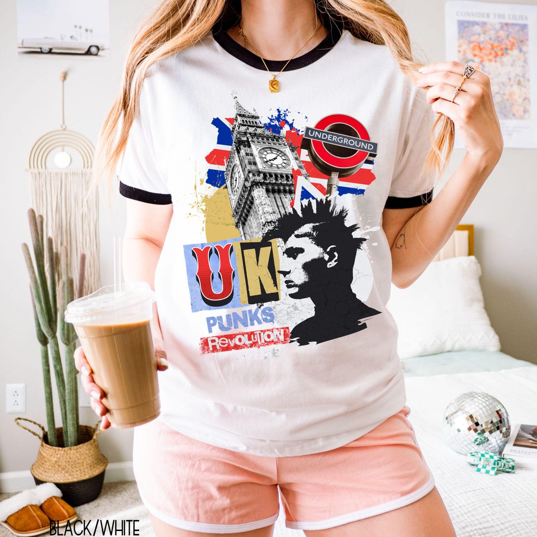 UK Punk Rock Revolution Ringer T-shirt, Punk Shirt Women, Daft Punk ...