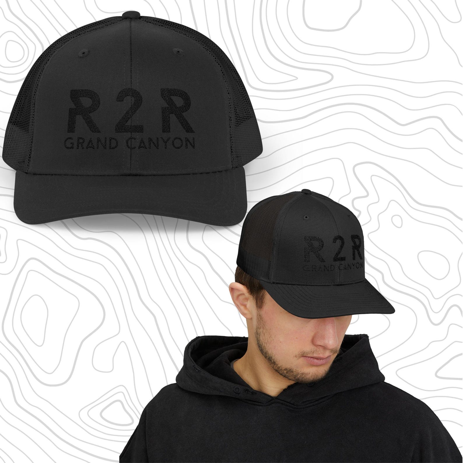 Personalized Rim to Rim Trucker Hat, Rim to Rim, Hiking, Black ...