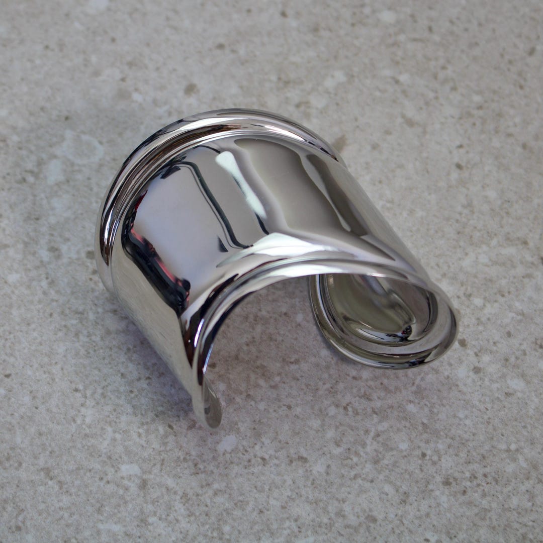 Silver Wide Bone Cuff Bracelet, Trinny Silver Cuff Bracelet, Statement ...