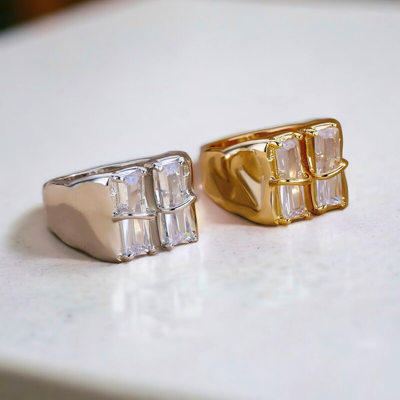 Double Stone Ring - Etsy