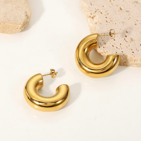 Chunky Gold Earrings - Etsy