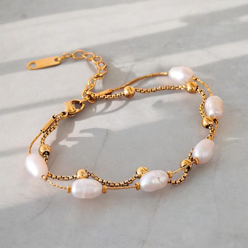 Pearl Chain Bracelet - Etsy