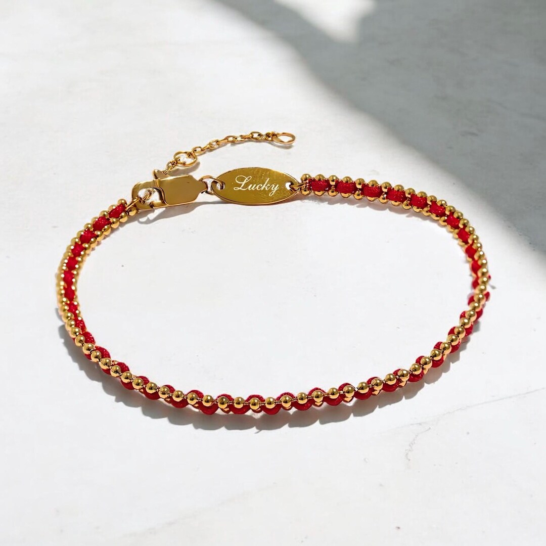 Lucky Red String Bracelet, 18k Gold Chain Bracelet, Amulet Luck Red ...