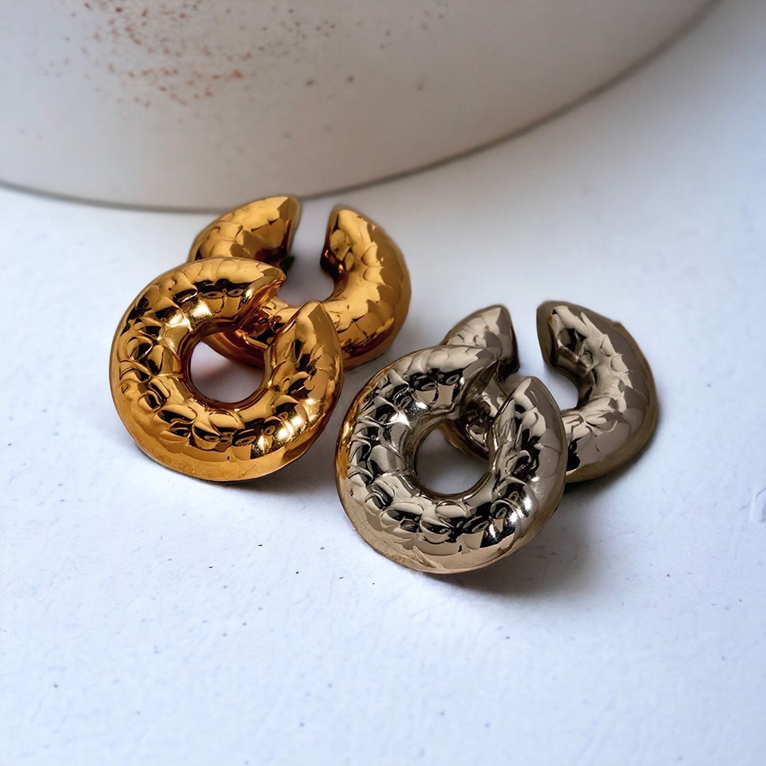 Chunky Ear Cuff, Chunky Hammered Cylindrical Ear Cuff Earrings, Classic ...