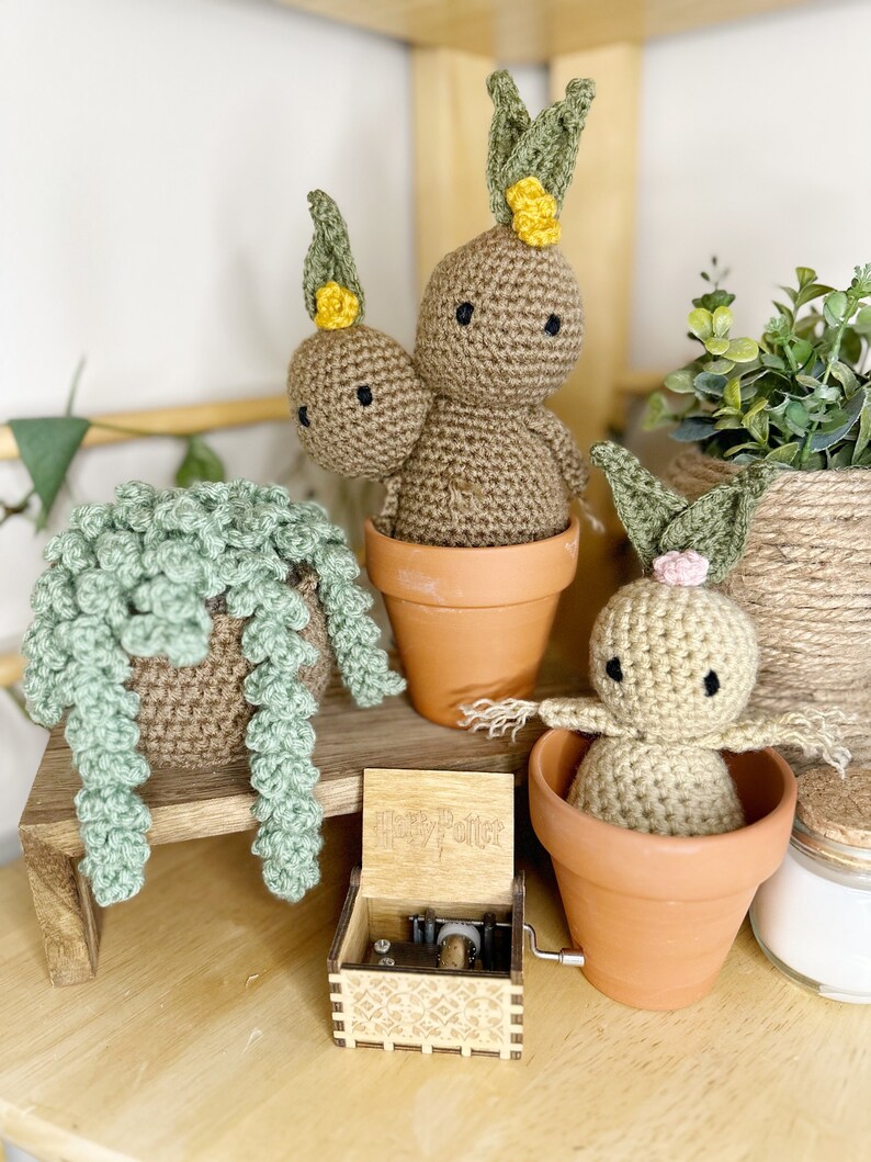Medium Crochet Baby Root, Crochet Mandrake, Faux Plant, Crocheted Faux ...